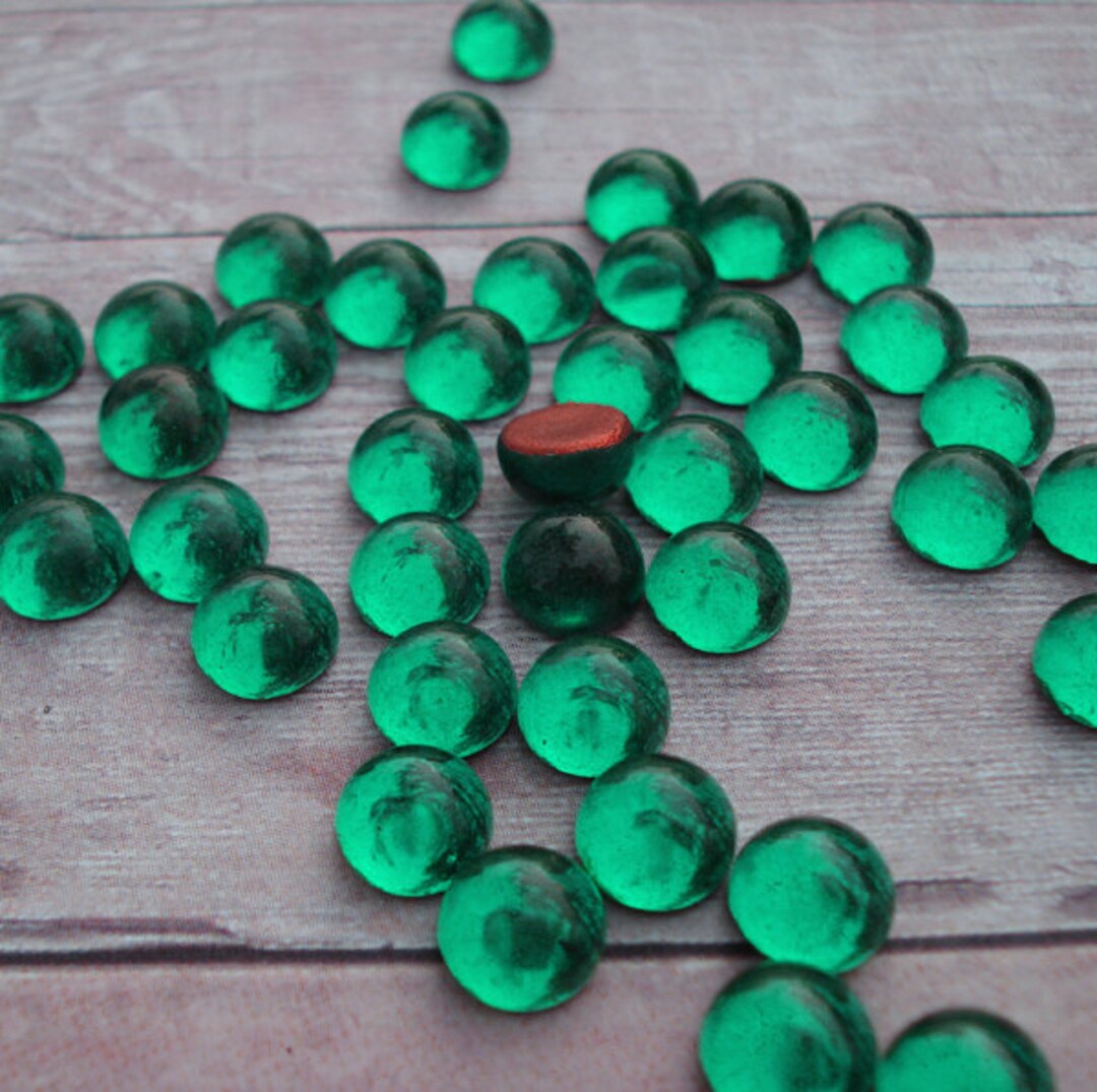 4mm Emerald Green Gold Foiled Flat Back Round Czech Glass Cabs 24PCS - Etsy