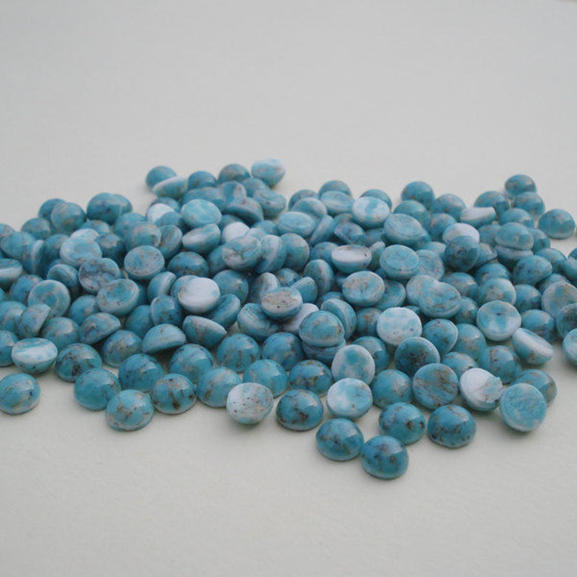 5mm Turquoise Matrix Czech Preciosa Flat Back Smooth Top Round - Etsy