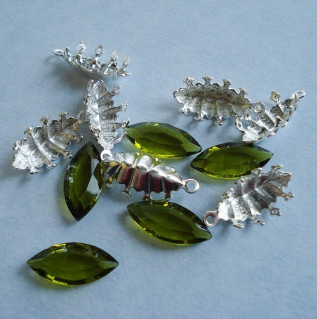 15x7mm Silver Plated 1 Ring Crown Edge Closed Back Navette Rhinestone ...