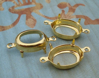 18x13mm Gold Plated Oval 2 Ring Open Back Prong Rhinestone | Etsy