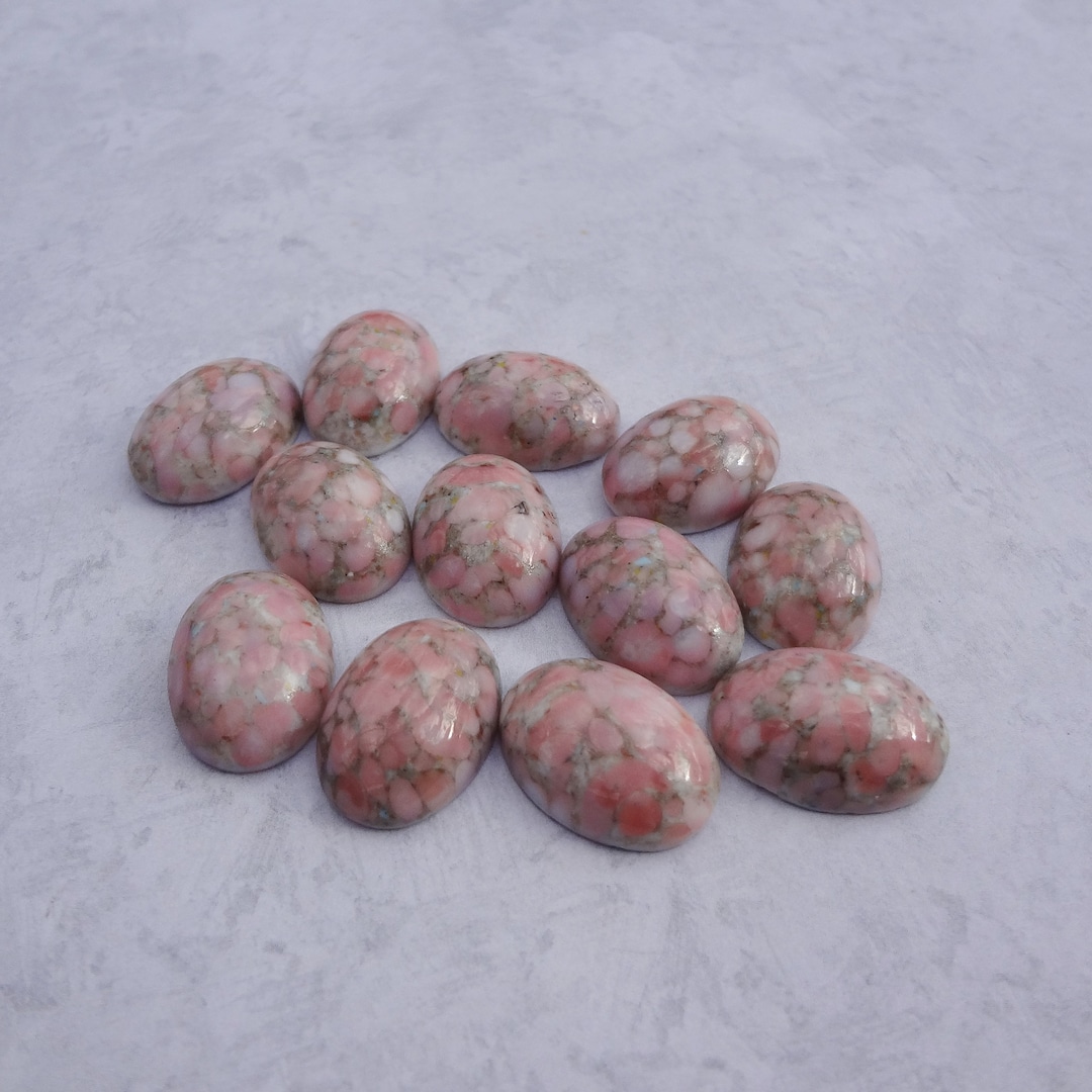 18x13mm Rose Matrix Oval Mottled Glass Flat Back Cabs * DIY Jewelry ...