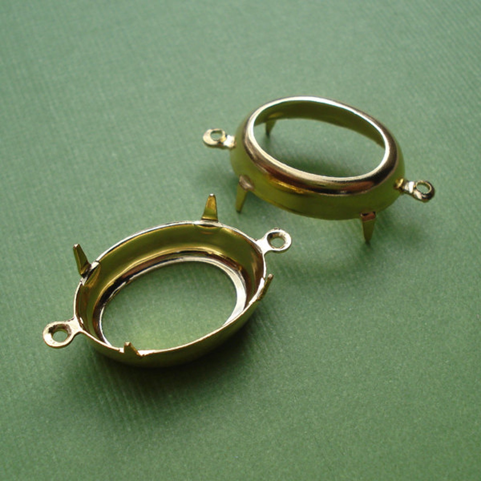 18x13mm Gold Plated Oval 2 Ring Open Back Prong Rhinestone - Etsy