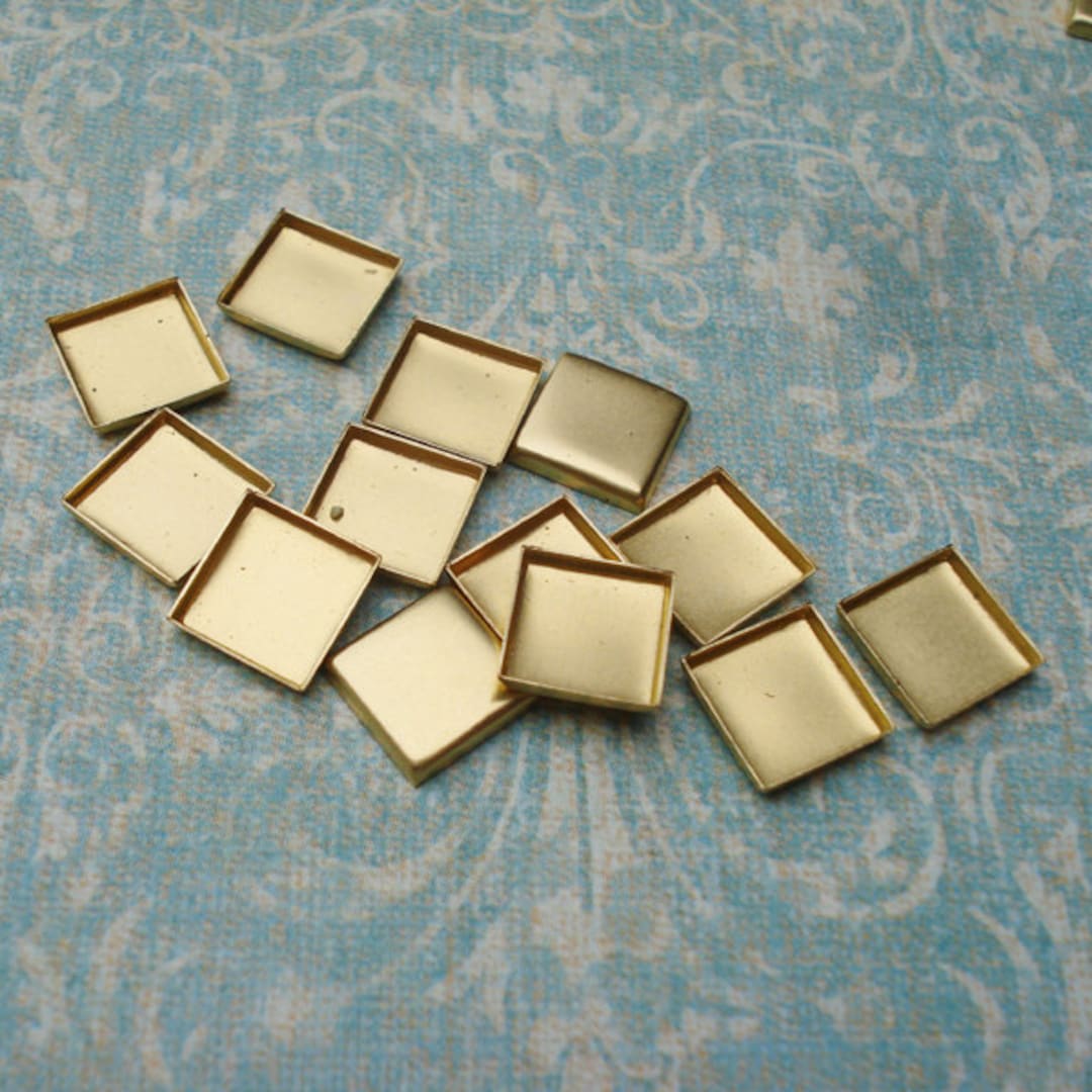 8mm Brass Square Closed Back Low Wall Bezel Settings for Flat Back ...