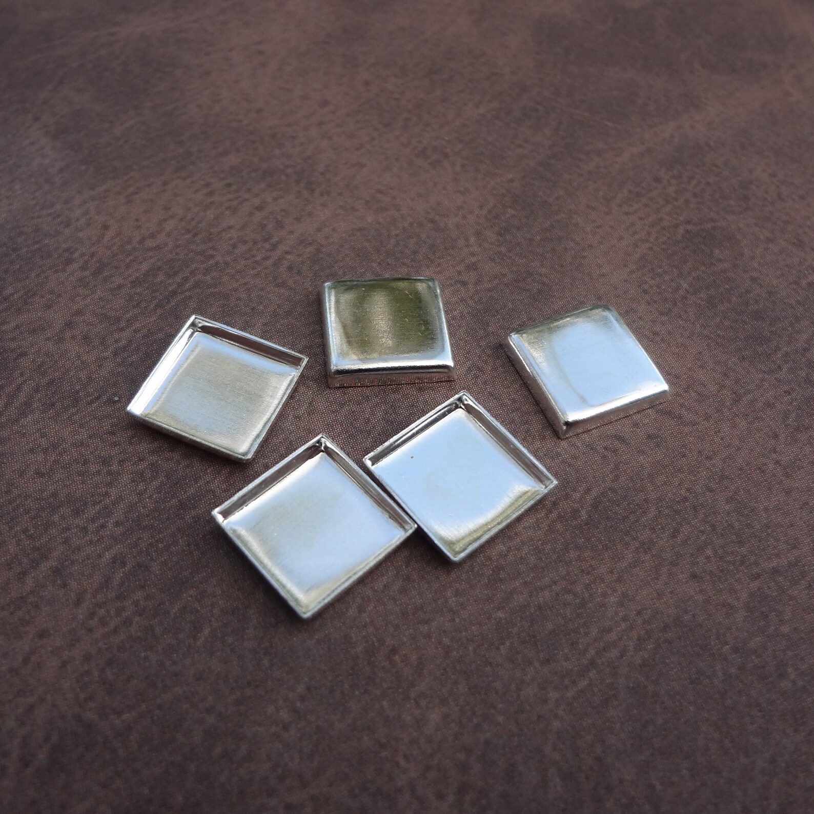 8mm Silver Plated Square Low Wall Closed Back Bezel Settings for Flat ...