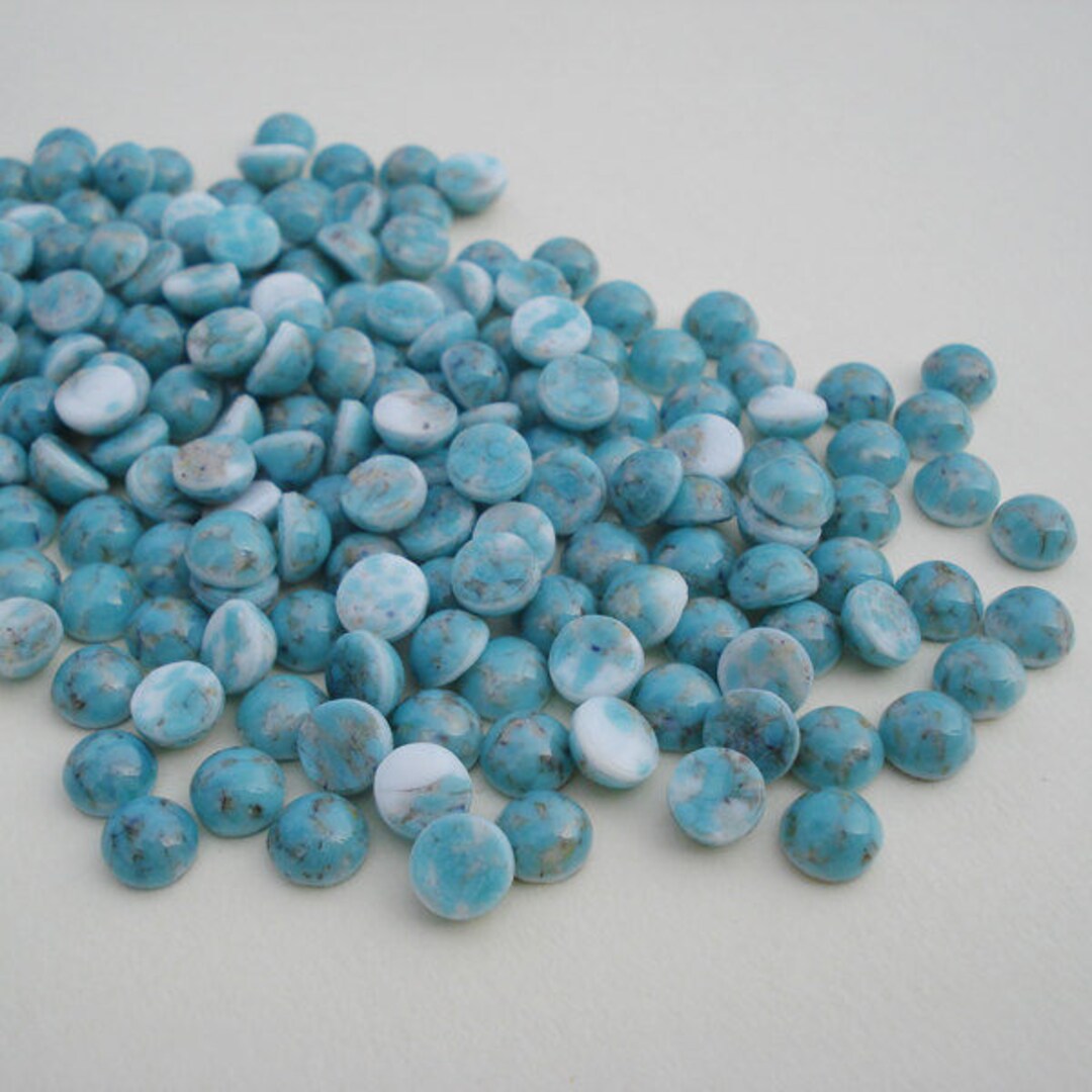 5mm Turquoise Matrix Czech Preciosa Flat Back Smooth Top Round Glass ...