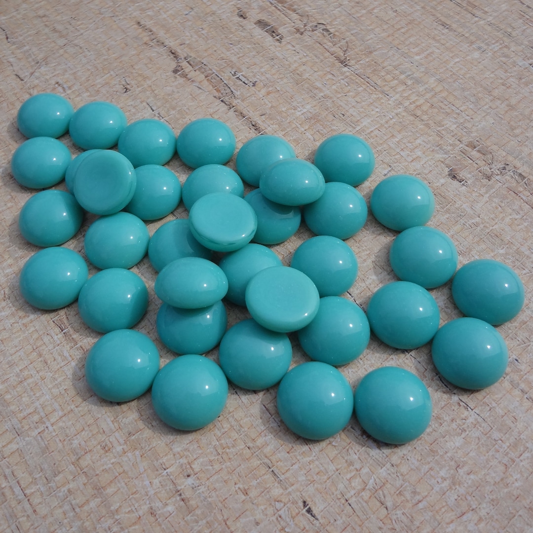 15mm Turquoise Opaque Round Flat Back Czech Imitation Turquoise Smooth ...