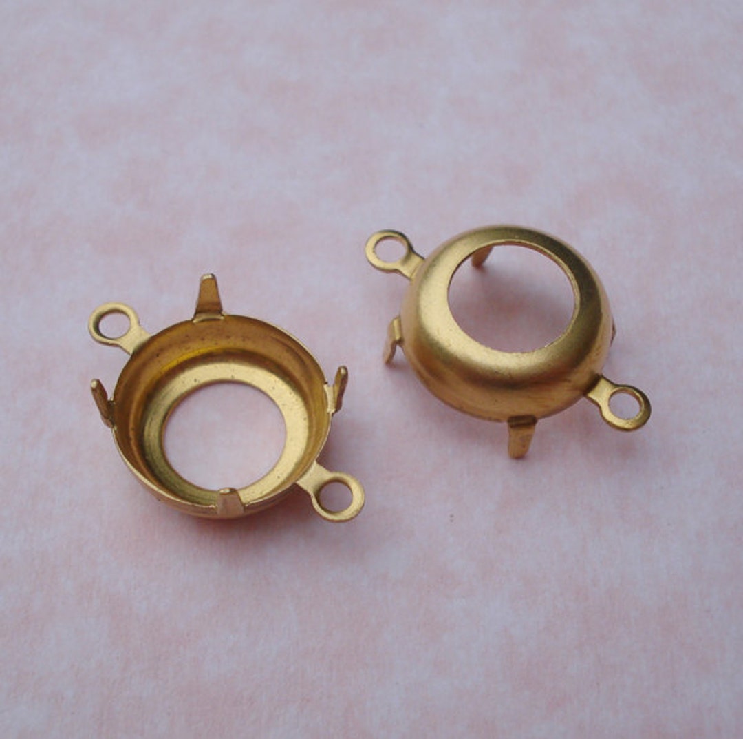 11mm 48ss Brass 2 Ring Open Back 3mm Low Wall Round Prong Connector ...