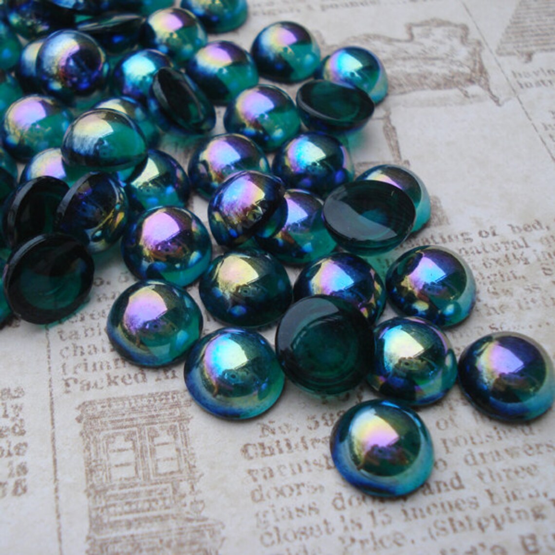11mm/48ss Vintage Emerald Green Fire Polished AB Unfoiled Flat Back ...