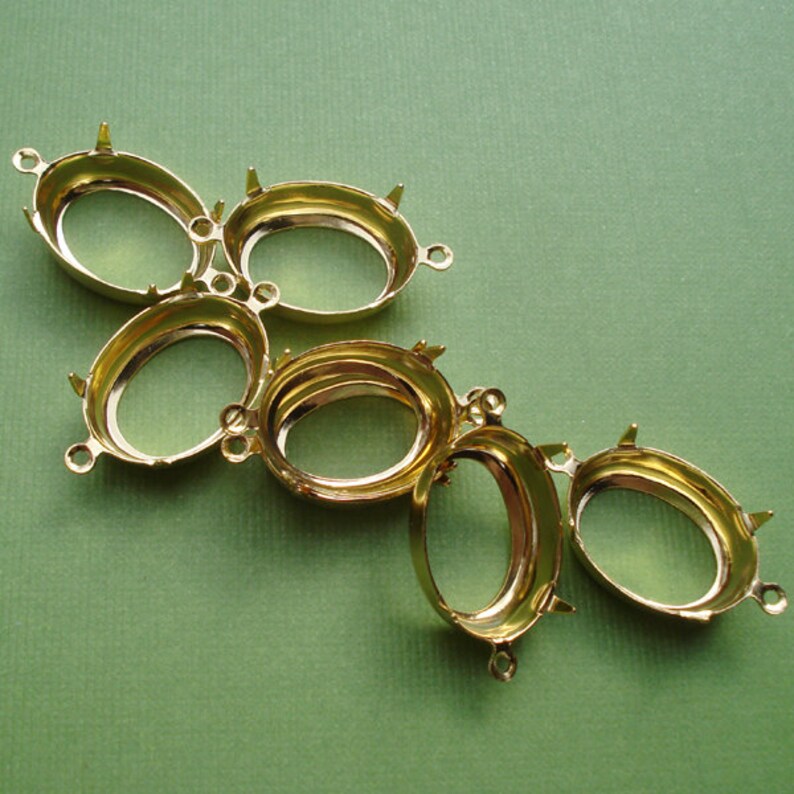 18x13mm Gold Plated Oval 2 Ring Open Back Prong Rhinestone - Etsy