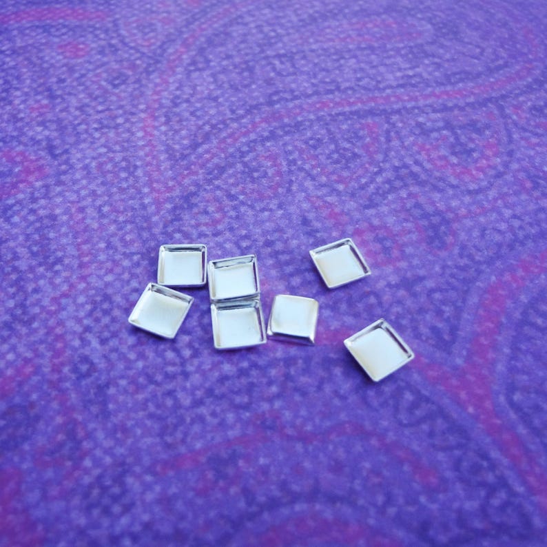 4mm Square Silver Plated Low Wall Bezels for Fimo, Resin, Clay and Cabs ...