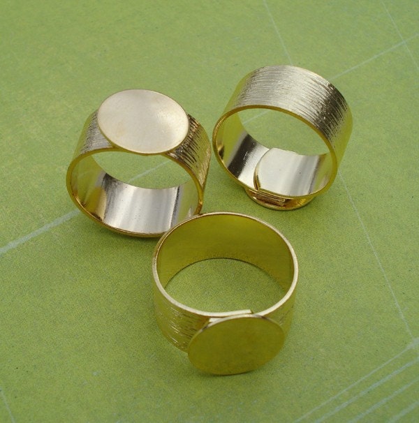 Gold Adjustable Finger Ring With 10mm Brushed Gold Band and - Etsy