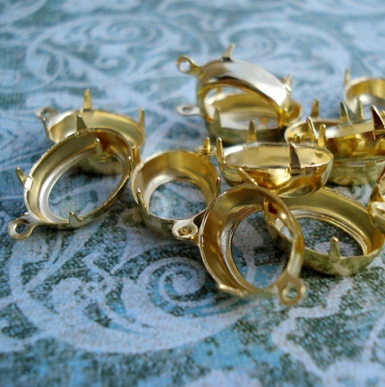 14x10mm Gold Plated 1 Ring Open Back Oval Rhinestone Prong - Etsy