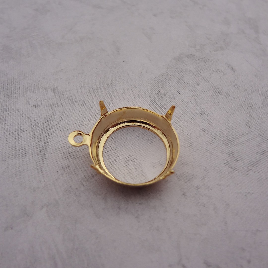 14mm/60ss Gold Plated 1 Ring Open Back Round 3.5mm Low Wall Round ...