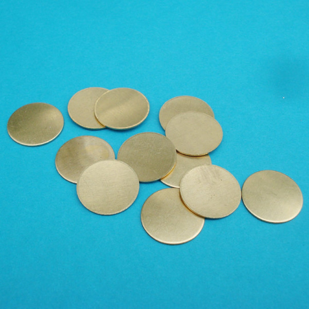 Brass 12.5mm or 1/2" No Hole Flat Round Disc Pad Blank Stampings or ...