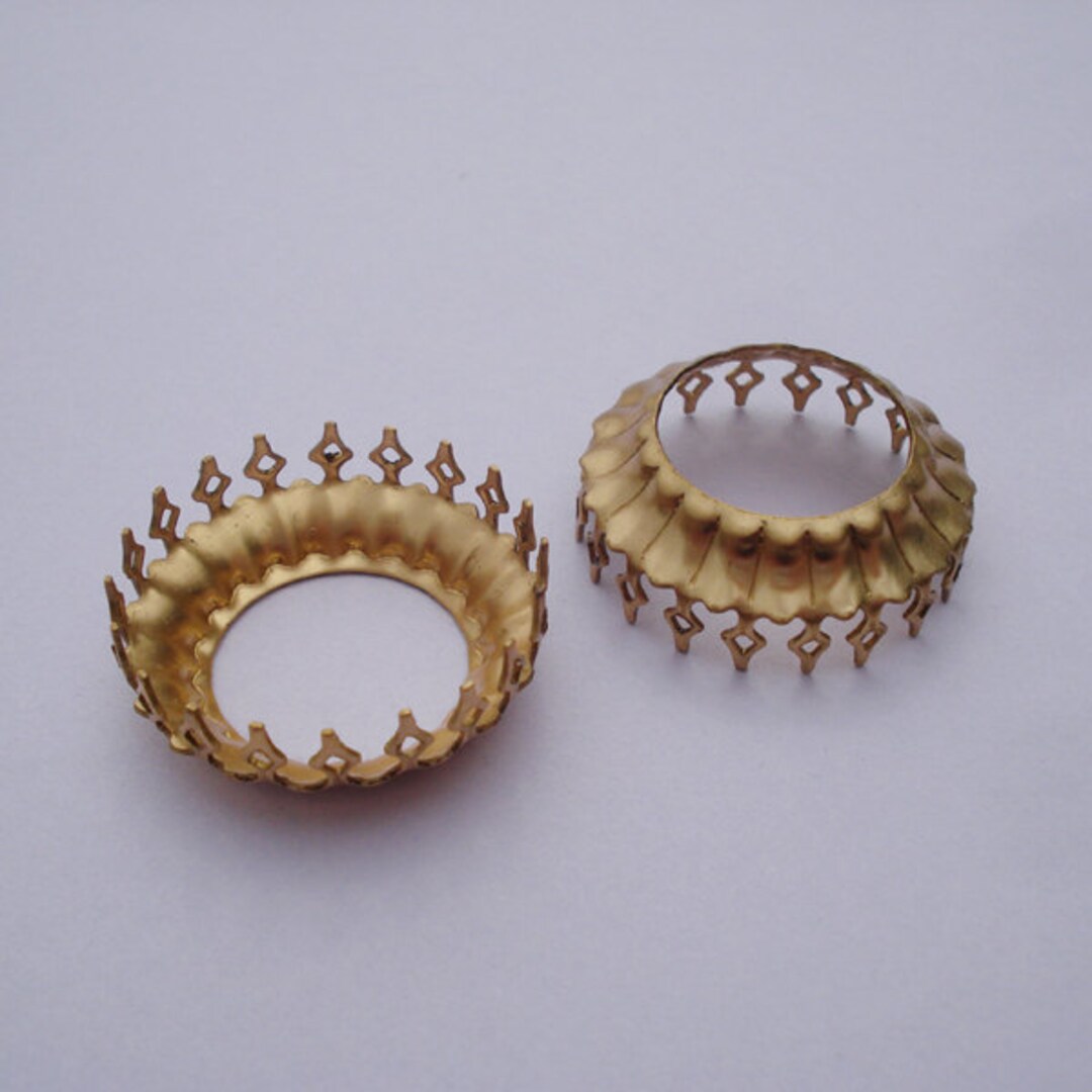 25mm Crown Edge Brass Open Back Round Rhinestone Prong Settings for ...