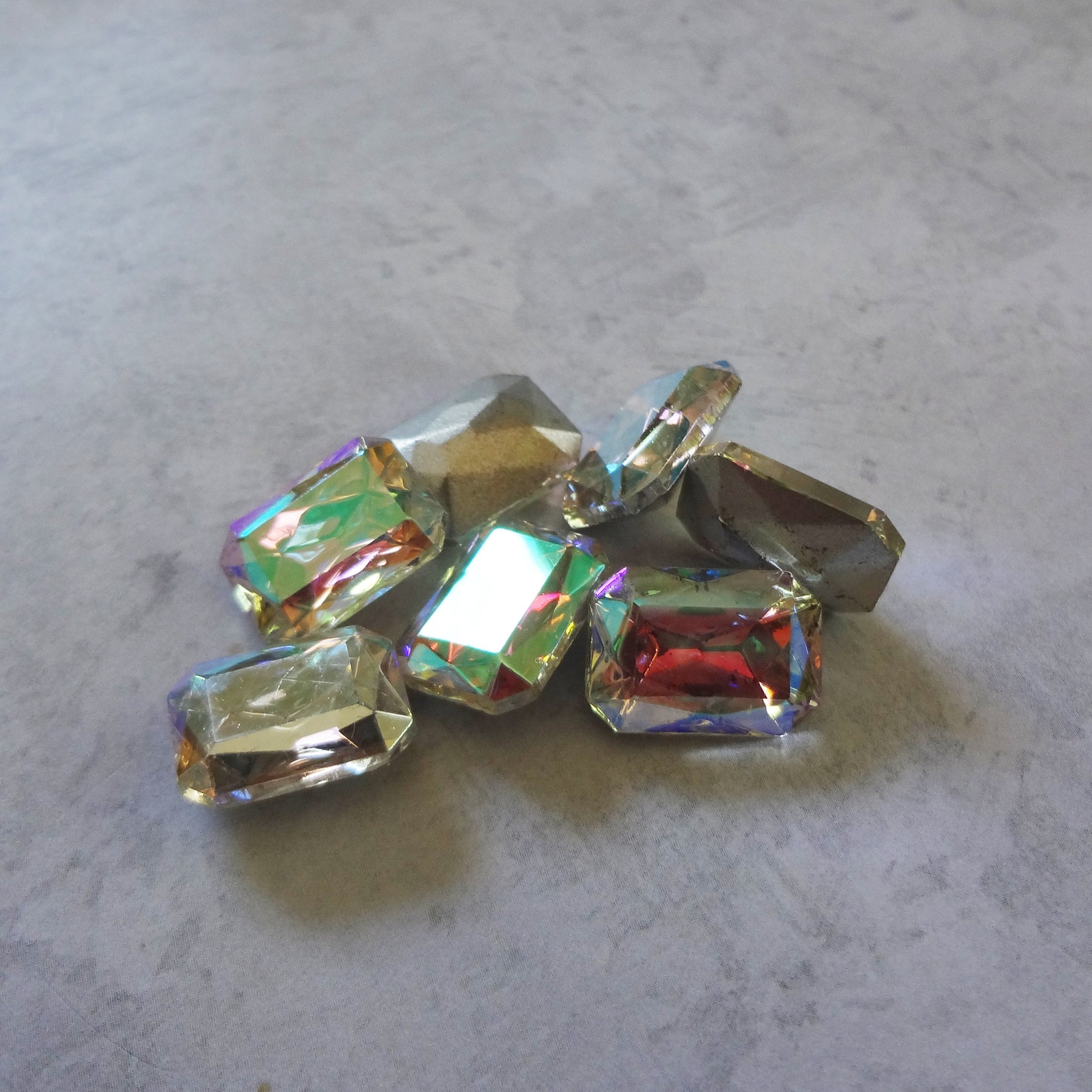 14x10mm Clear AB Octagon Silver Foiled Back Vintage Czech - Etsy