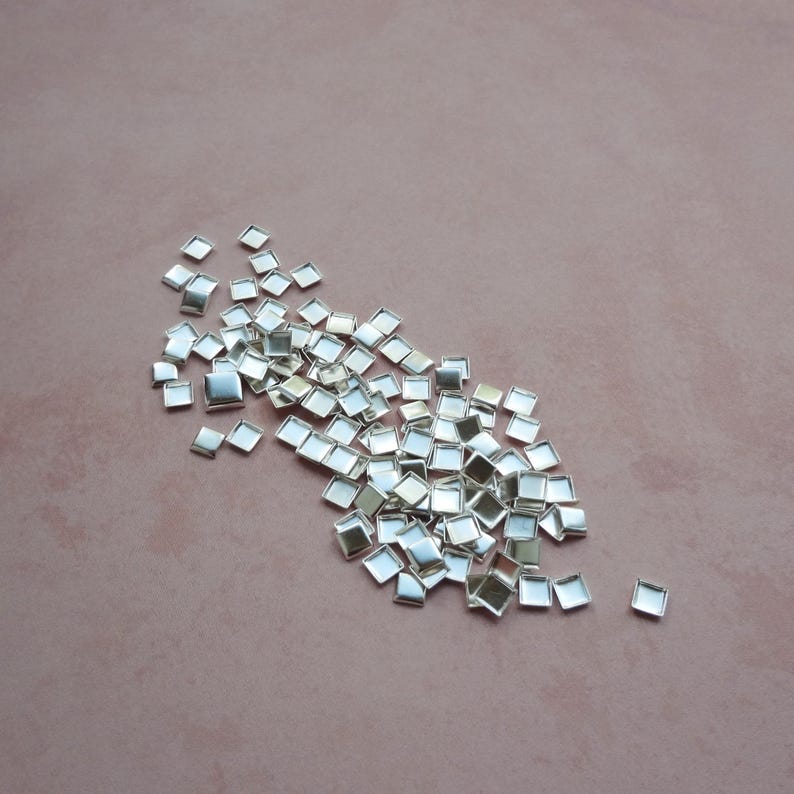4mm Square Silver Plated Low Wall Bezels for Fimo, Resin, Clay and Cabs ...