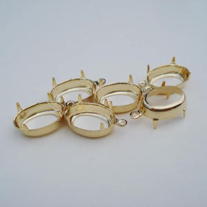 18x13mm Gold Plated 1 Ring Open Back Oval Rhinestone Prong Settings for ...