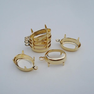 18x13mm Gold Plated 1 Ring Open Back Oval Rhinestone Prong Settings for ...