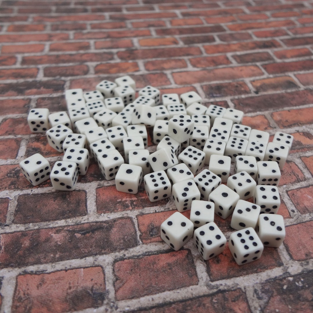 5mm Miniature Dice White With Black Dots NO Holes Plastic Cubes ...
