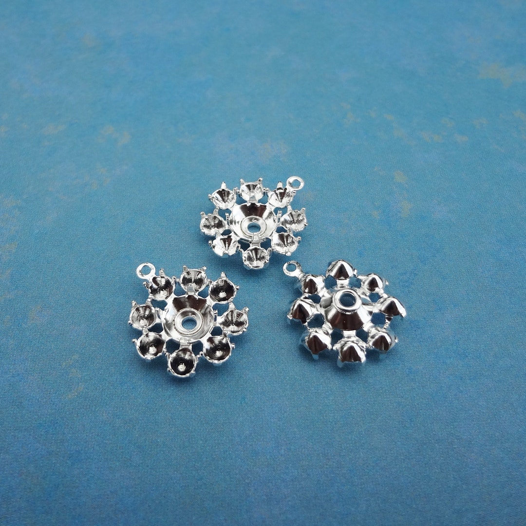 15mm 29ss & 12ss Silver Plated 1 Ring Multi-stone Round Prong Flower ...