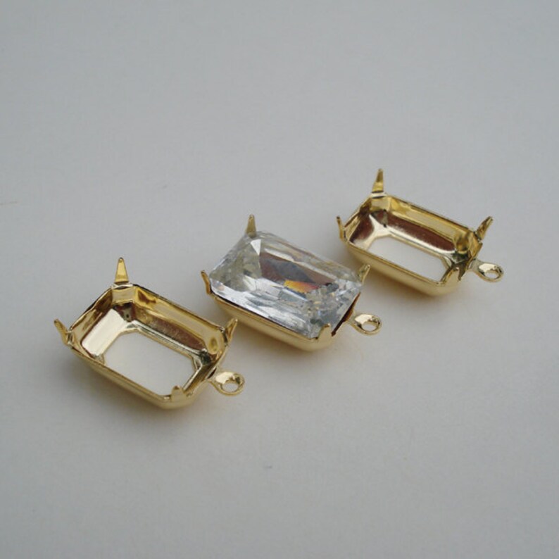 14x10mm 14K Gold Plated 1 Ring Open Back Octagon Settings for Pointed ...