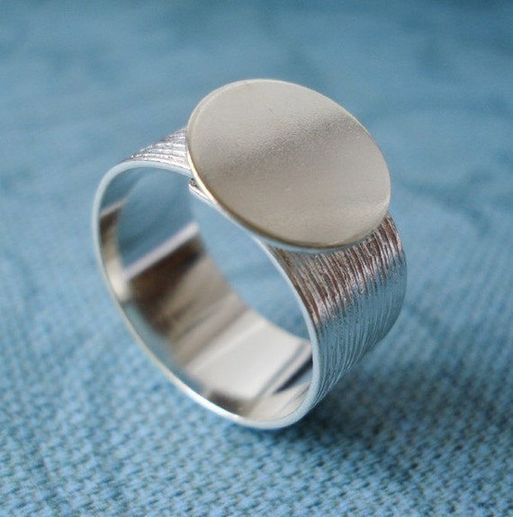 13mm Silver Adjustable Ring With 10mm Brushed Silver Band and - Etsy