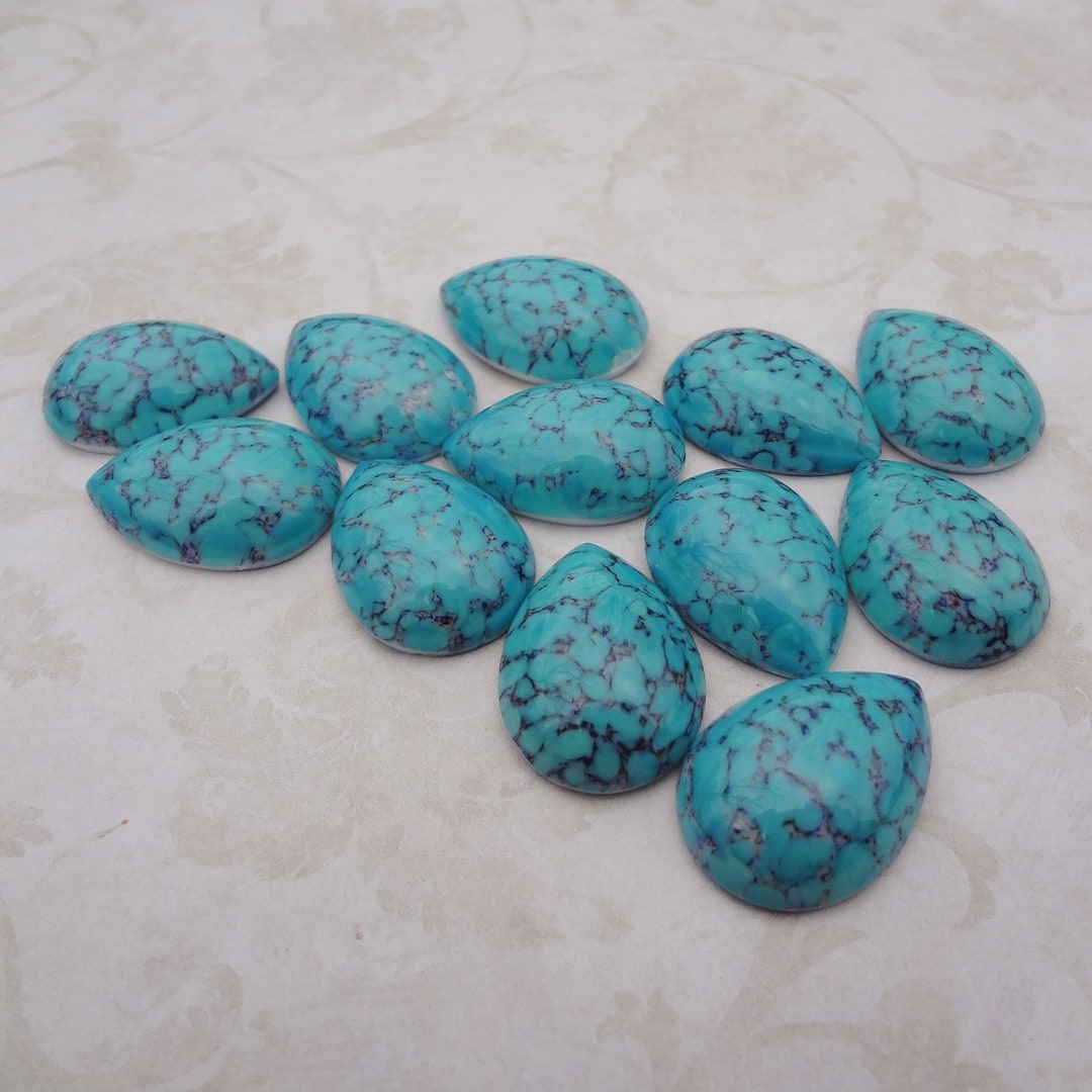 25x18mm Turquoise Matrix Pear/teardrop Mottled Glass Czech Preciosa ...