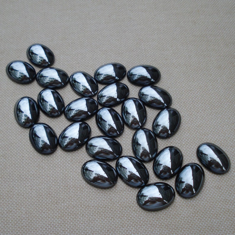 18x13mm Jet Black Hematite Vintage Smooth Top Highly Polished | Etsy