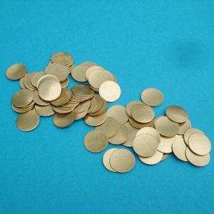 Brass 12.5mm or 1/2" No Hole Flat Round Disc Pad Blank Stampings or ...