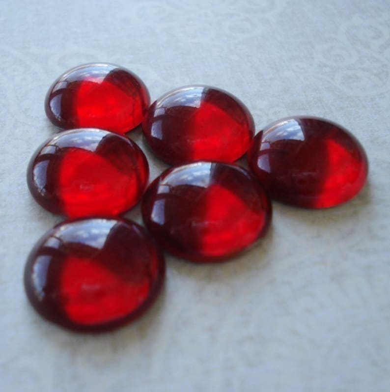 15mm Ruby Red Vintage Czech Gold Foiled Flat Back Round Glass - Etsy