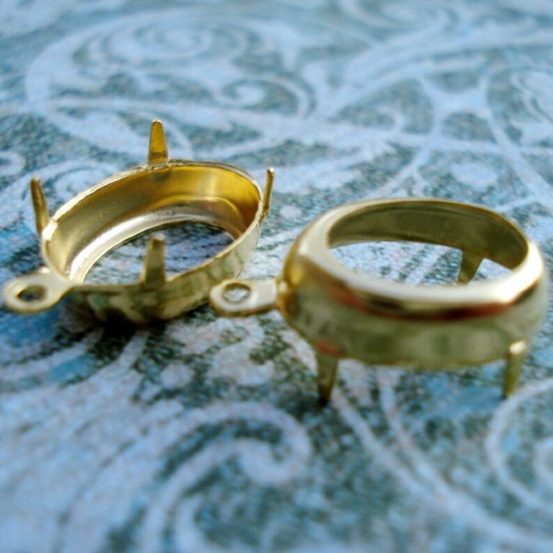 14x10mm Gold Plated 1 Ring Open Back Oval Rhinestone Prong - Etsy