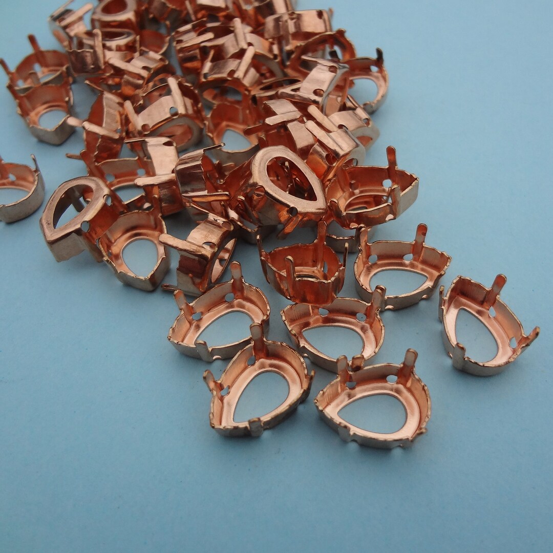 14x10mm Brass Pear/teardrop Sew on Copper Color Rhinestone Prong ...