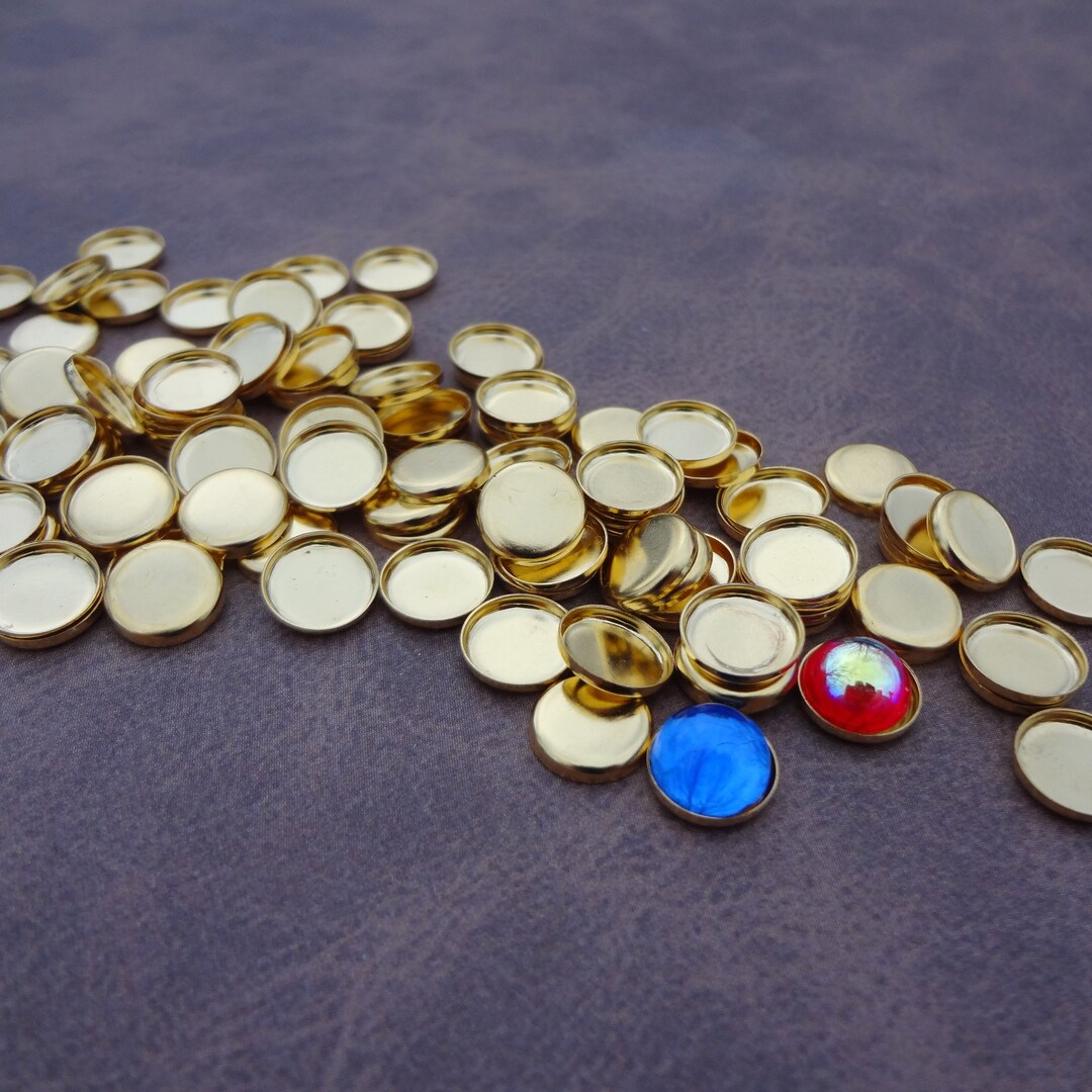 7mm Gold Plated Low Wall Round Bezel Settings for Resin, Fimo, & Flat ...