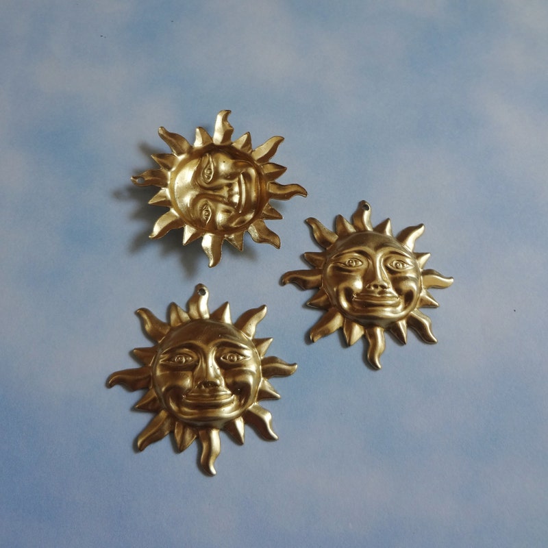 Brass Sun Charm - Etsy