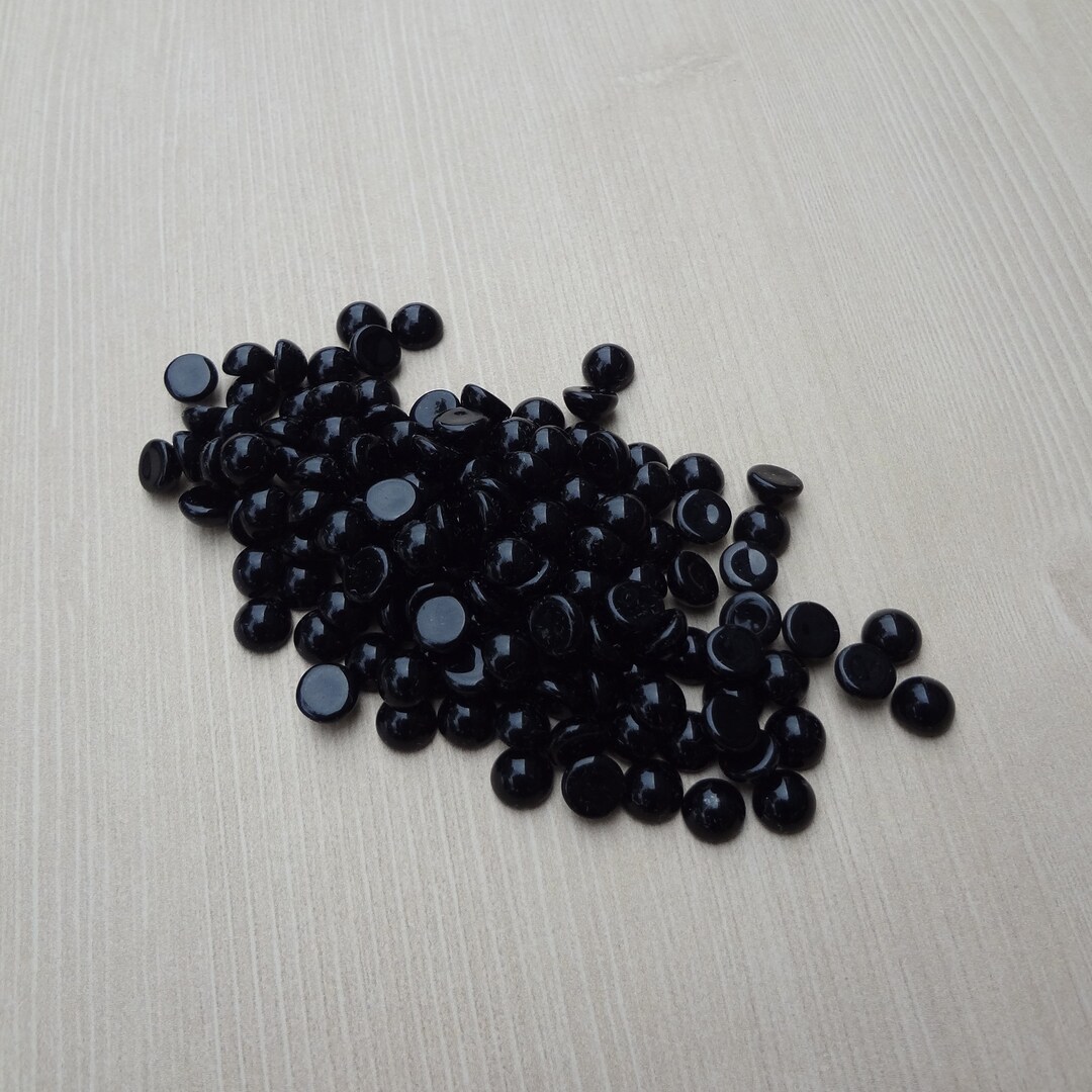 7mm Jet Black Opaque Flat Back Smooth Top Czech Round Glass Cabs * DIY ...