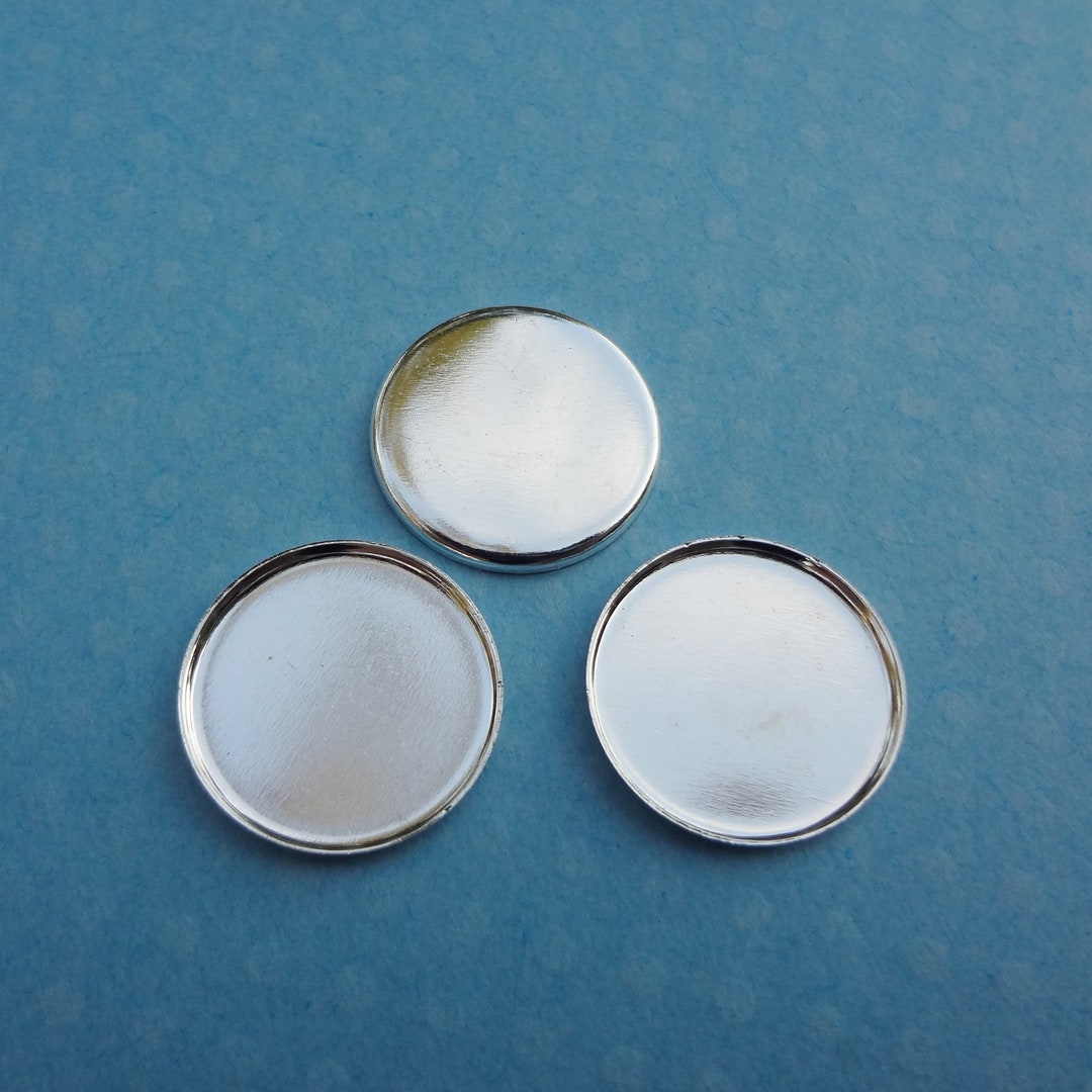 16mm Silver Plated Low Wall Round Bezel Settings for Flat Back Cabs ...