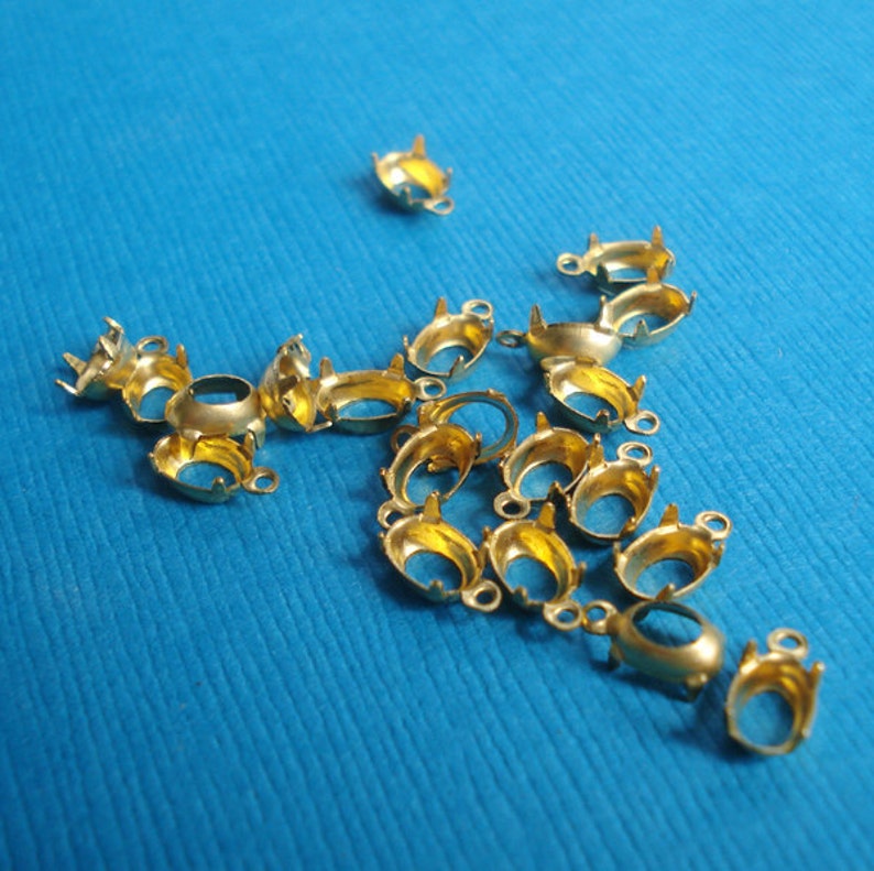 7x5mm Brass 1 Ring Open Back Oval Rhinestone Prong Settings - Etsy