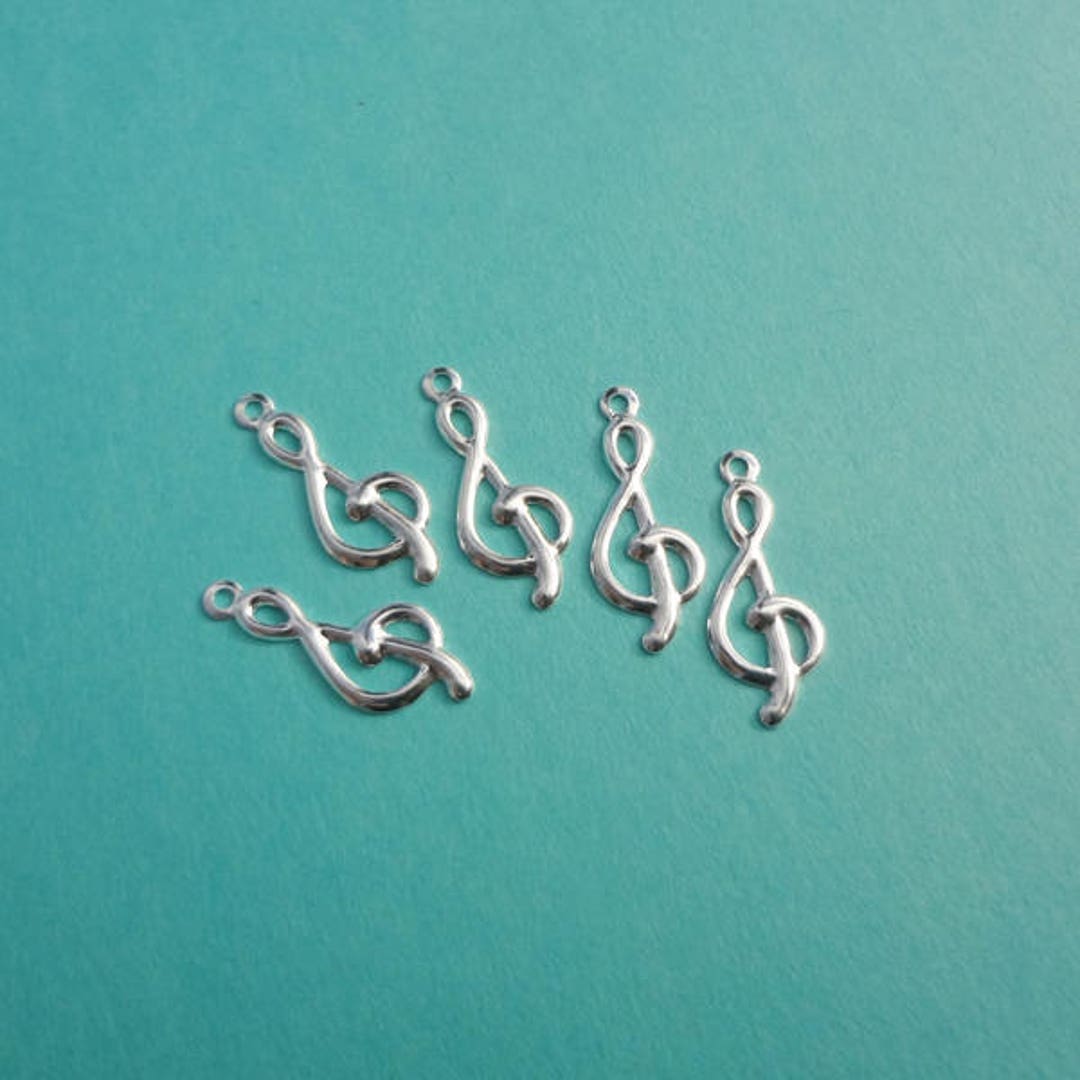 18.5 X 7mm Silver G Clef Treble Clef Hollowed Back Charm Findings 24pcs ...