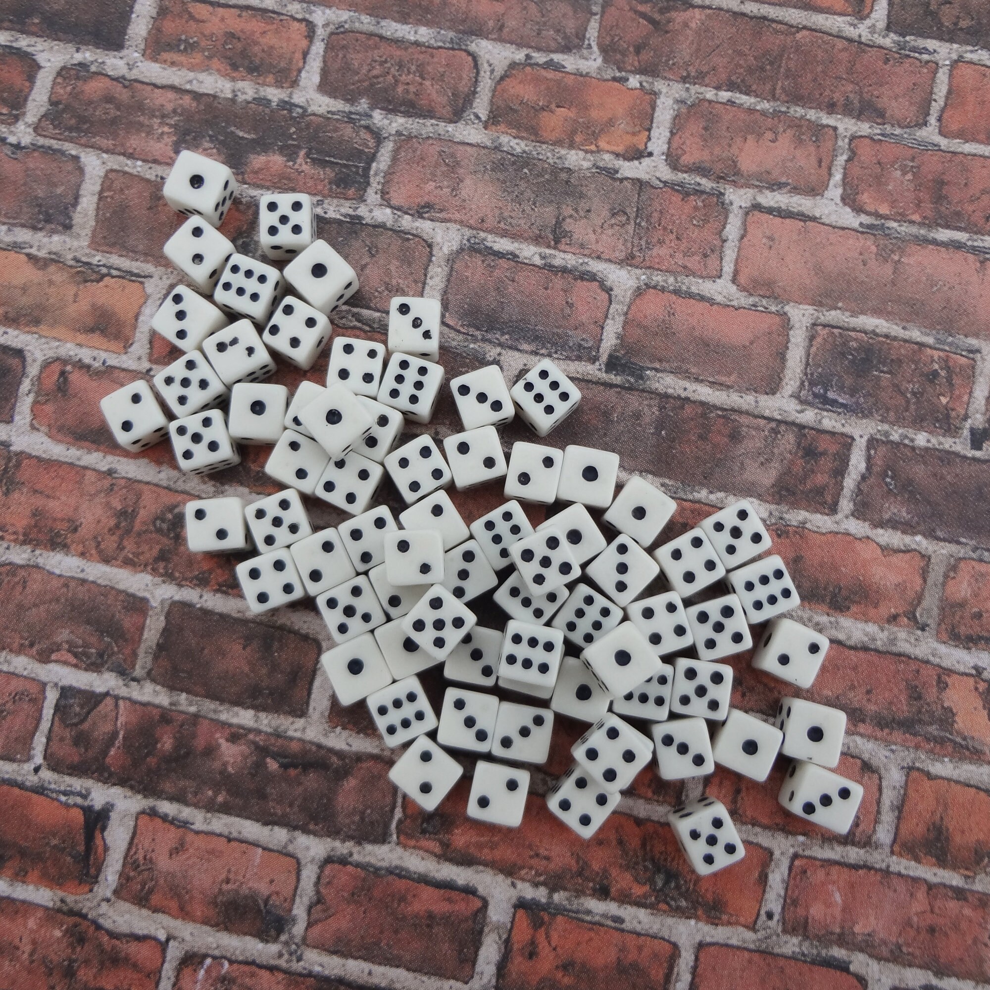 5mm Miniature Dice White With Black Dots NO Holes Plastic Cubes ...