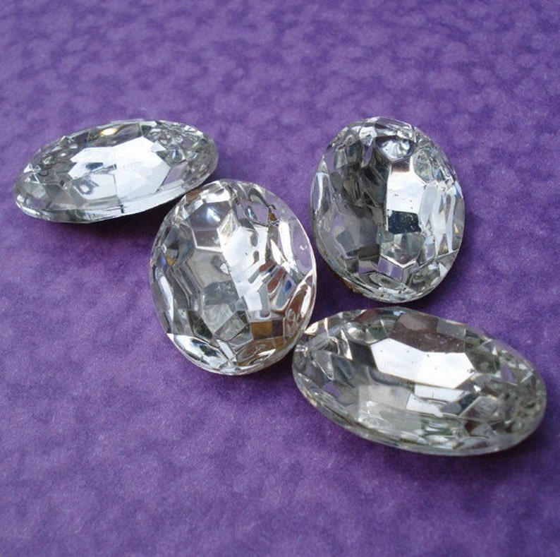 Vintage 25x18mm Crystal Clear Czech Gold Foiled Pointed Back | Etsy