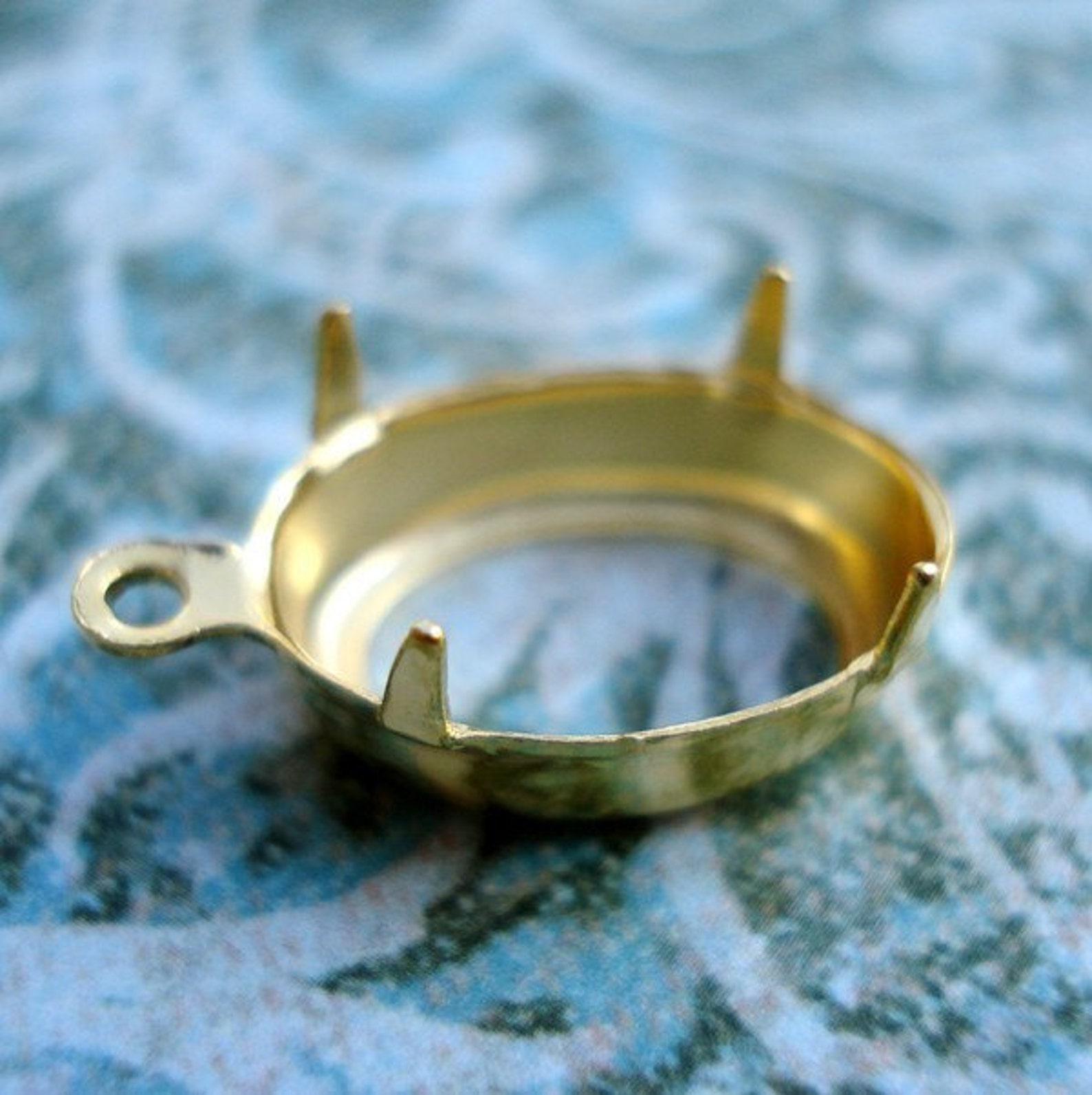 14x10mm Gold Plated 1 Ring Open Back Oval Rhinestone Prong Settings for ...