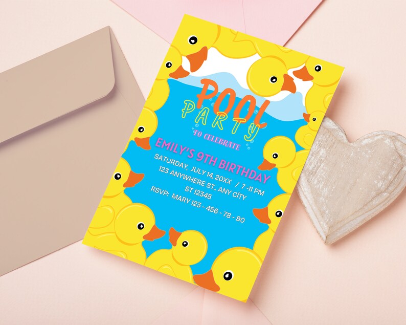 Editable Duck Birthday Party Invitation, Kids Birthday Invite, Duck ...
