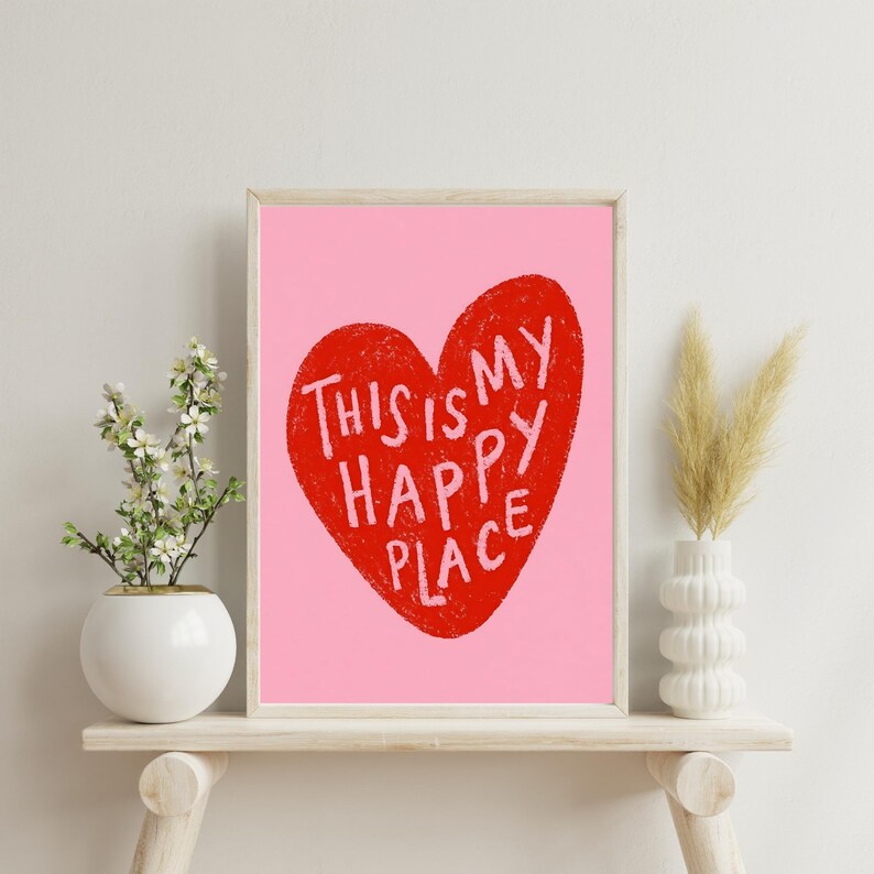 This is My Happy Place Print ~ Red Poster ~ Aesthetic Room Decor ...
