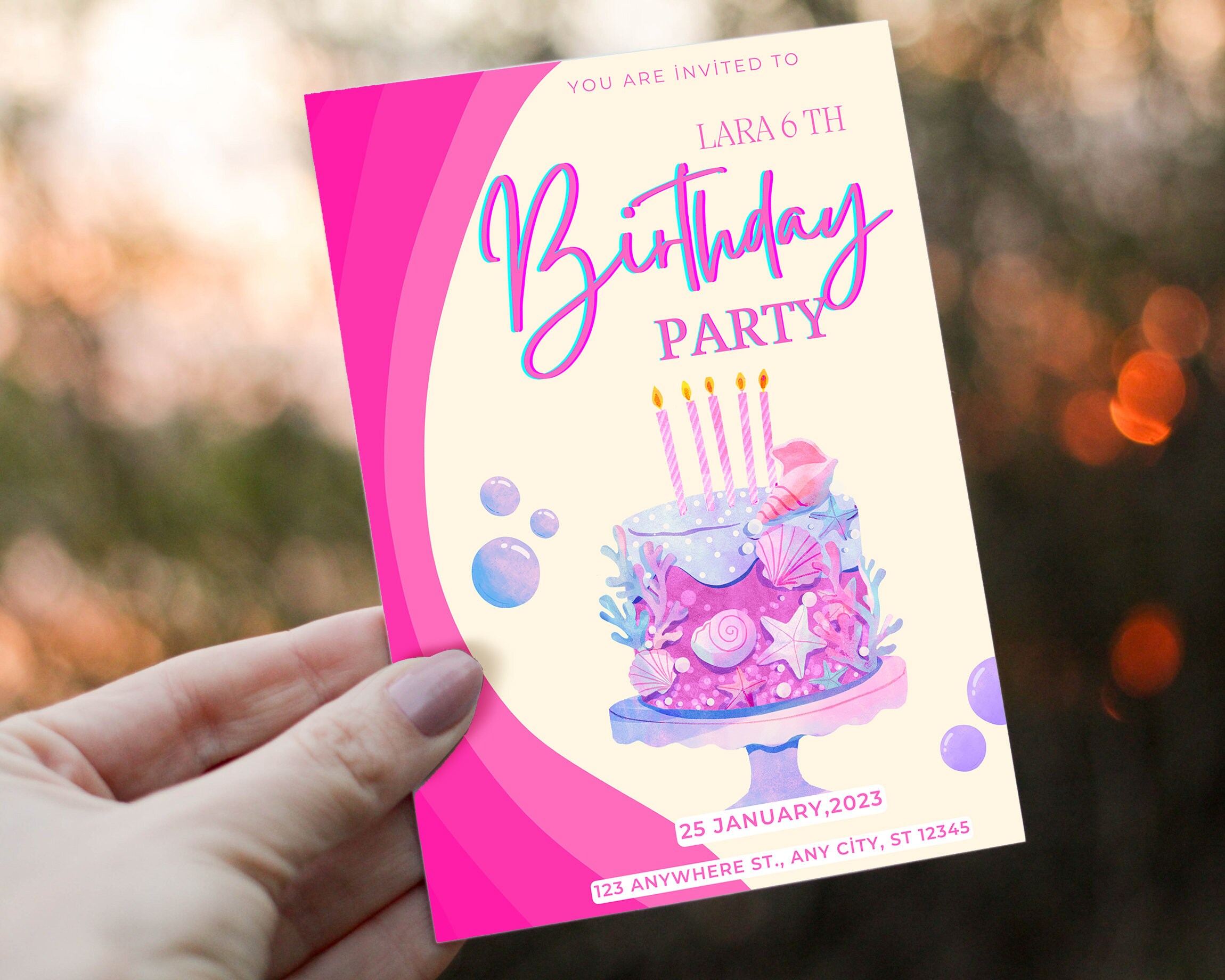 Editable Cake Birthday Invitation, Cake Kids Birthday Invitation, Cake ...