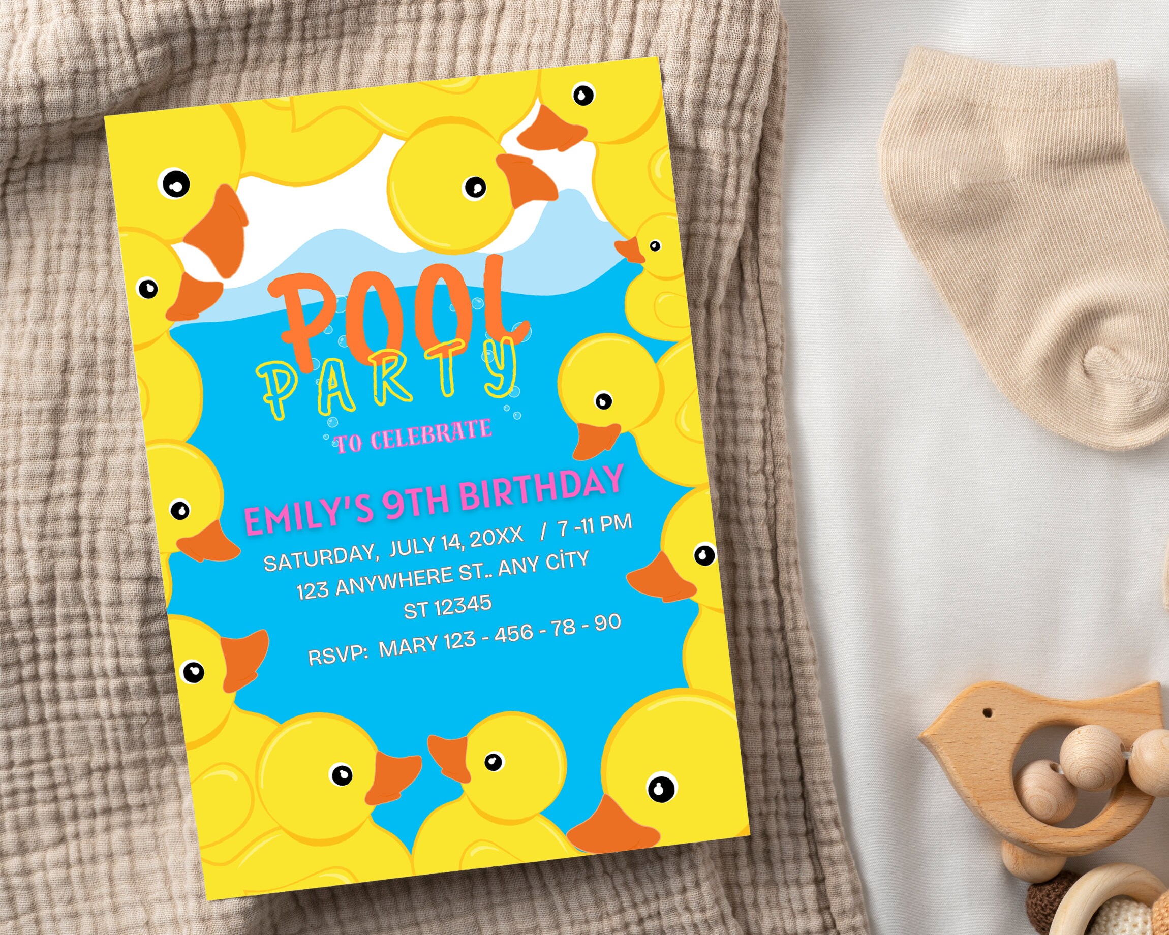 Editable Duck Birthday Party Invitation, Kids Birthday Invite, Duck ...