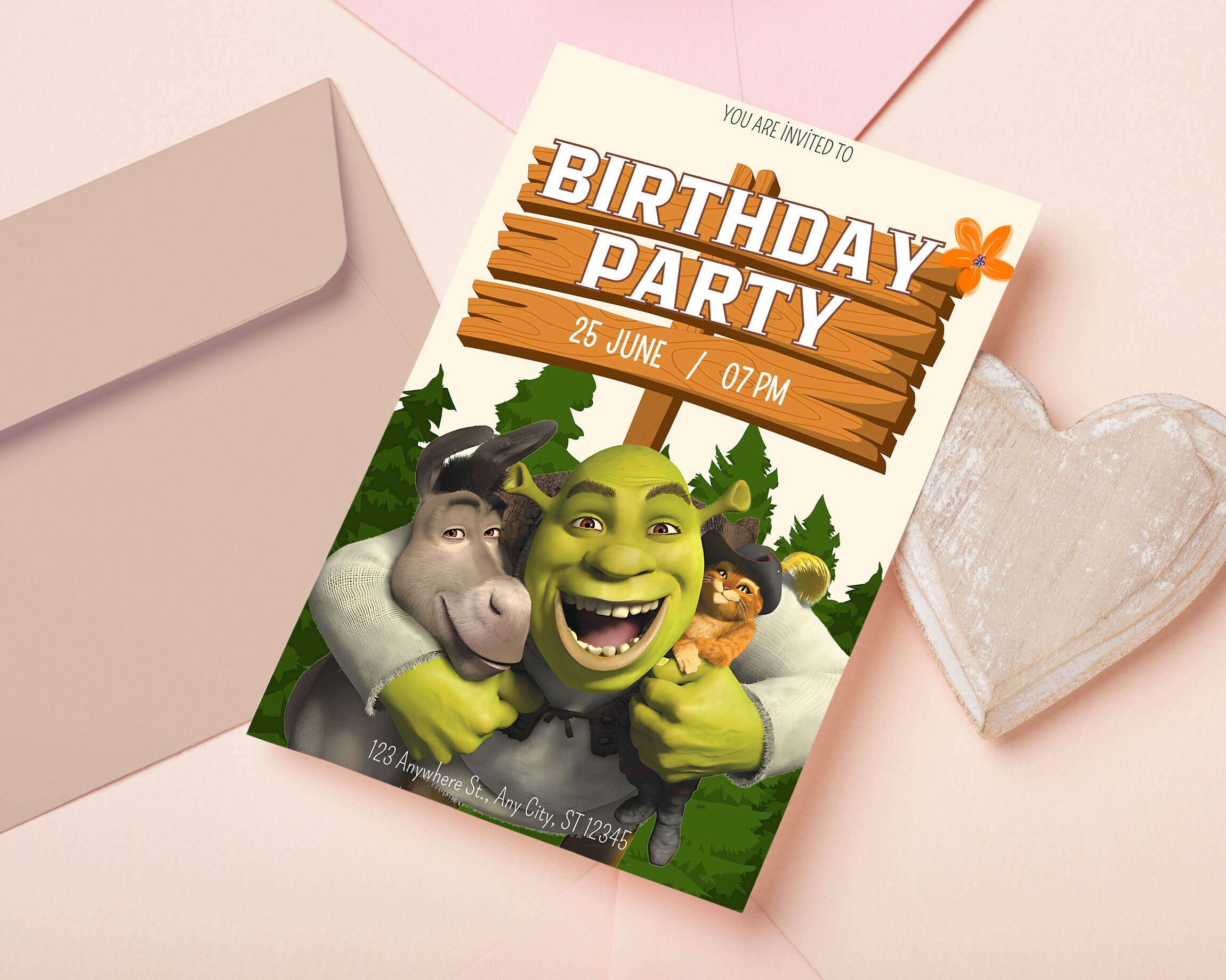 Editable Shrek Birthday Party Invitation Template, Digital Mobile ...