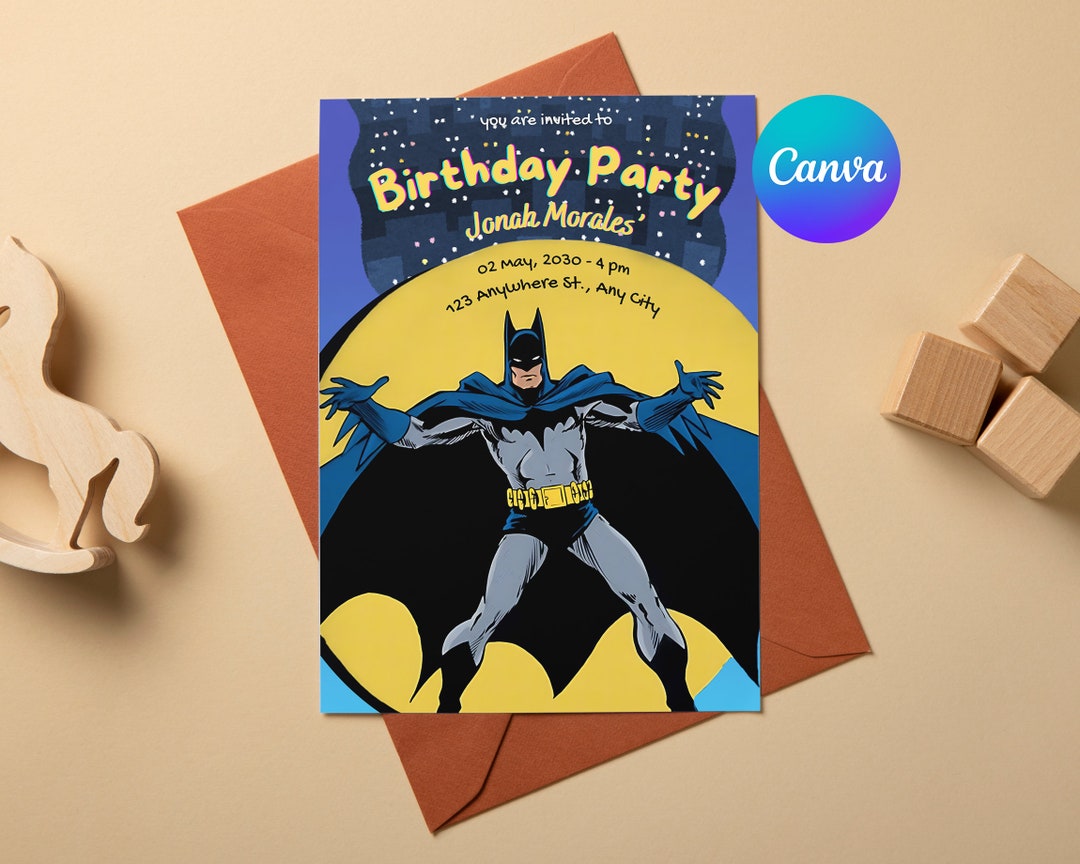 Editable Bat Birthday Invitation: Superhero Party (printable Download ...