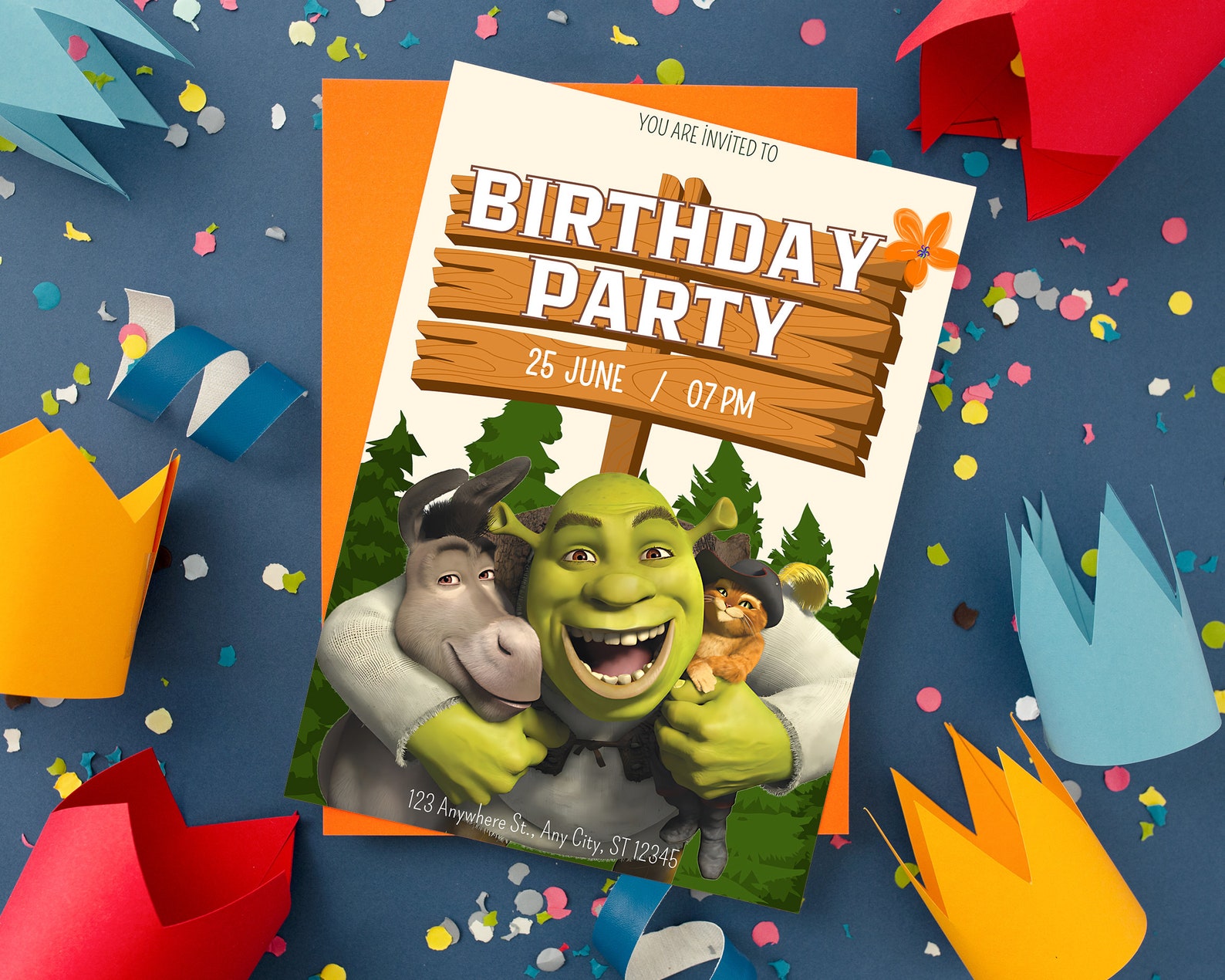 Editable Shrek Birthday Party Invitation Template, Digital Mobile ...