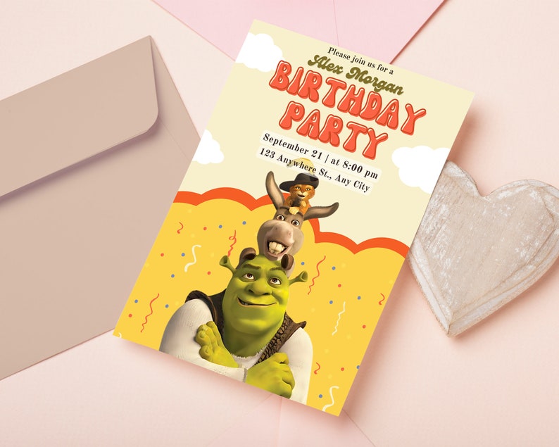 Editable Shrek Birthday Party Invitation Template, Digital Mobile ...